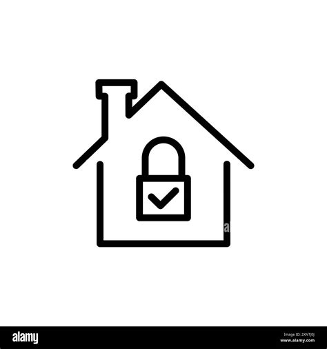 House And Lock Line Icon Vector Stock Vector Image And Art Alamy