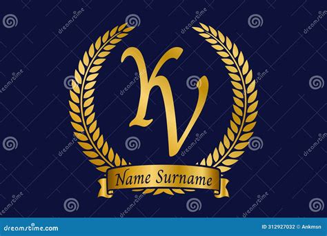 Initial Letter Y And V Yv Monogram Logo Design With Laurel Wreath
