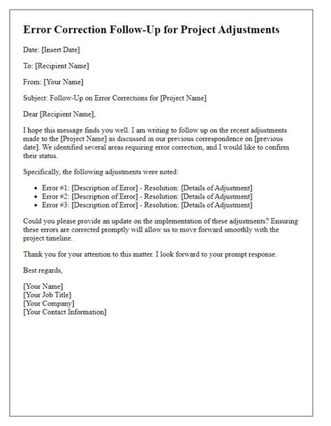 Letter Template For Error Correction Follow Up Letters Free Samples