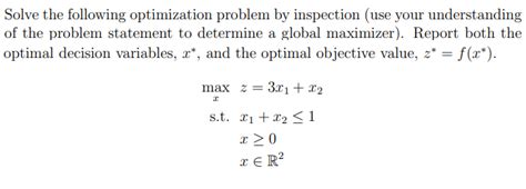 solved solve the following optimization problem by