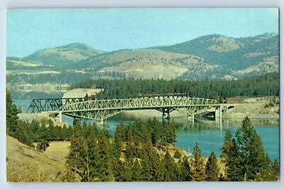 Lake Roosevelt Washington Wa Postcard Kettle Falls Bridge Scenic View