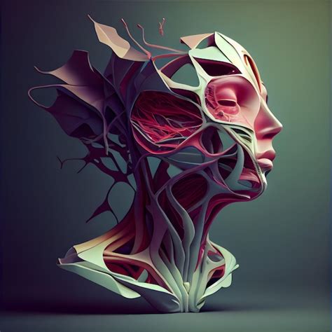 Premium Ai Image 3d Rendering Of A Human Head Made Of Abstract Forms And Colors