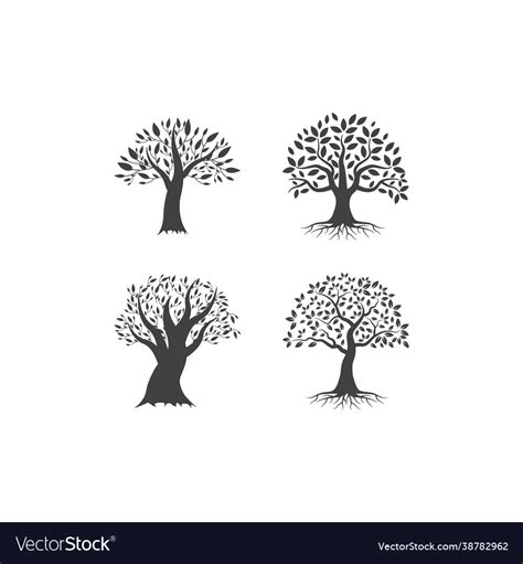 Tree Icon Design Set Bundle Template Isolated Vector Image
