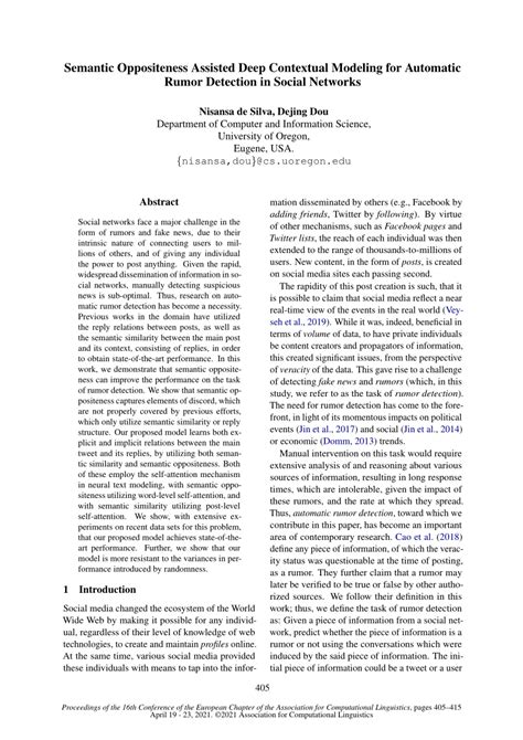 Pdf Semantic Oppositeness Assisted Deep Contextual Modeling For Automatic Rumor Detection In