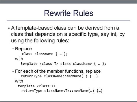 Templates Classes Template Classes Templatebased Classes Are Classes