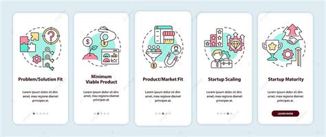 Mobile App Page Screen Depicting The Phases Of Startup Lifecycle Onboarding Vector Online Form