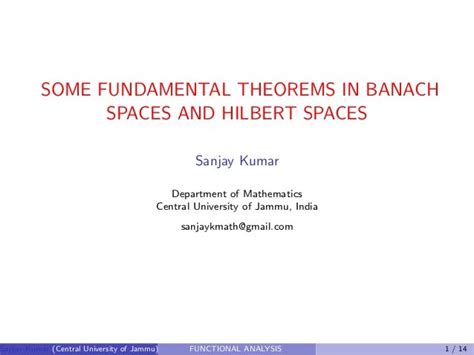 some fundamental theorems in banach spaces and hilbert spaces
