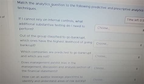 Solved Match The Analytics Question To The Following Chegg Com