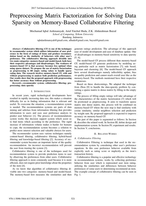 pdf preprocessing matrix factorization for solving data sparsity on