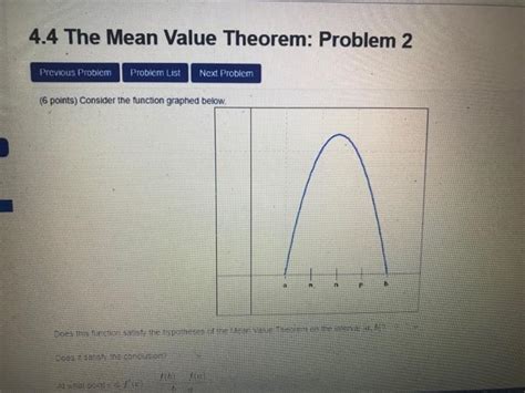 Solved The Mean Value Theorem Problem Previous Chegg Com