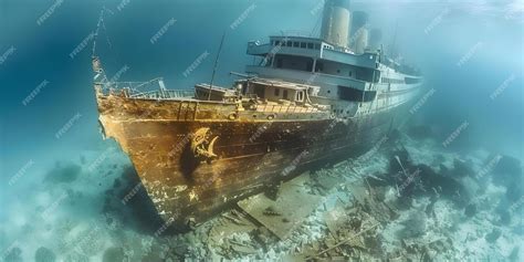 Titanic Shipwreck On Ocean Floor Showcasing Its Current State In