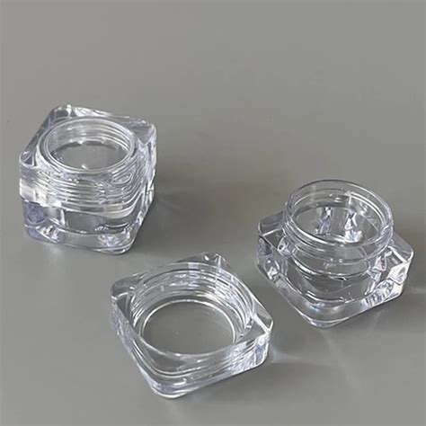 고품질 사각 큐브 플라스틱 항아리 투명 크림 항아리 미니 화장품 용기 메이크업 샘플 항아리 빈 병 10 개로트 5g