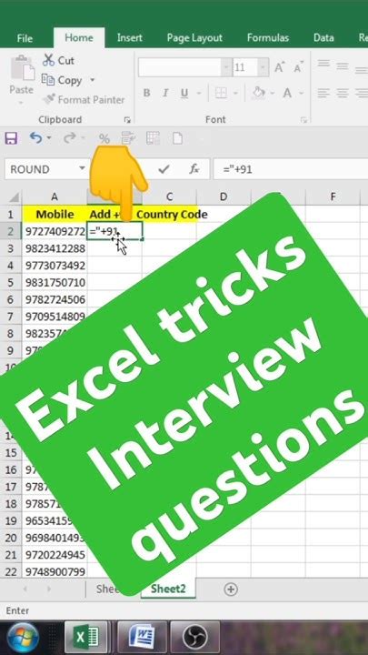 Excel Tricks For Interview Questions Excel Interview Questions Short