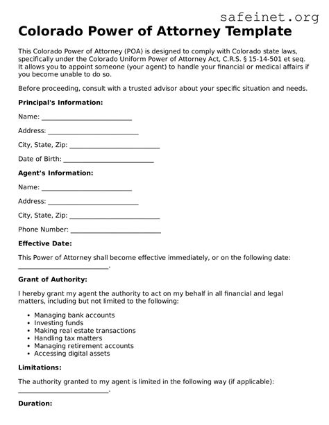 Free Colorado Power Of Attorney Pdf Template ≡ Safeinet