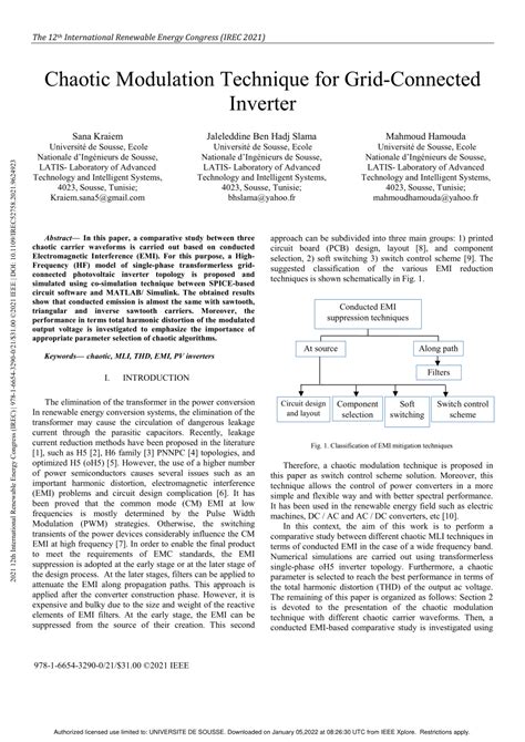 Pdf Chaotic Modulation Technique For Grid Connected Inverter
