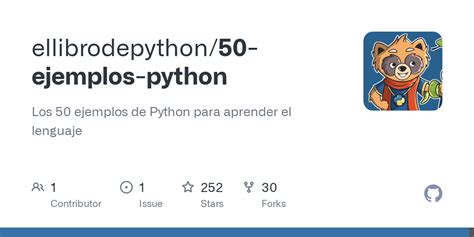 Github Ellibrodepython 50 Ejemplos Python Los 50 Ejemplos De Python Para Aprender El Lenguaje