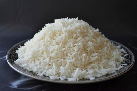 A Cooked Plain White Rice Pile On Plate Premium Ai Generated Image
