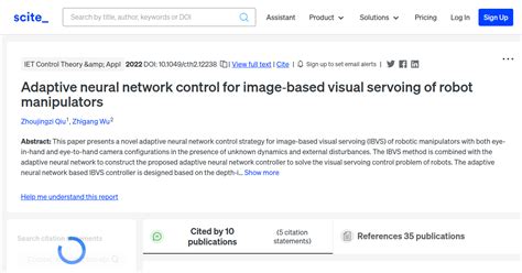 Adaptive Neural Network Control For Image‐based Visual Servoing Of