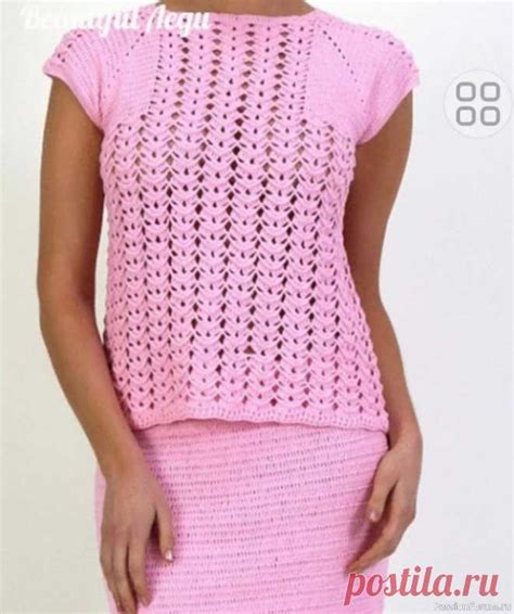 Летние топики Женская одежда крючком Схемы и описание Вяжем крючком Реглан сверху ФУТБОЛКА