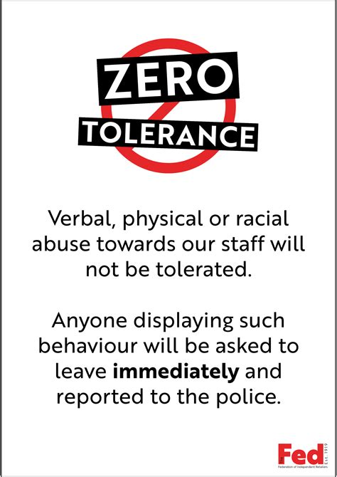 Zero Tolerance Poster The Fed