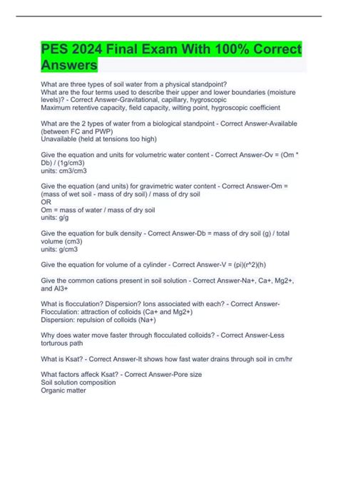 Pes 2024 Final Exam With 100 Correct Answers Pes Stuvia Us