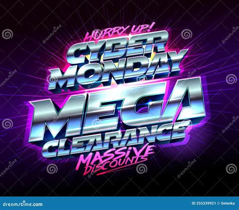 Cyber Monday Mega Clearance Sale Vector Web Banner With Metal 3d