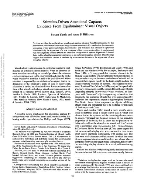 Stimulus Driven Attentional Capture Evidence From Equiluminant Visual Objects