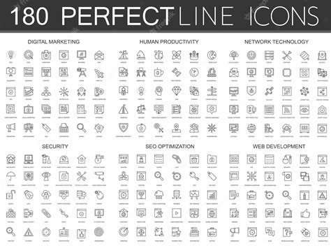 Premium Vector 180 Modern Thin Line Icons Set Of Digital Marketing