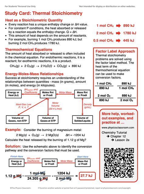Thermal Stoichiometry Relating ∆h To Moles And Grams In Thermochemistry