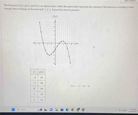 solved show examples the functions f x g x and h x are shown