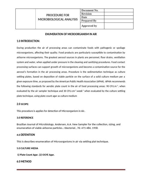 Enumeration Of Microbes In Air Lmm Micro 078 Pdf Microorganism
