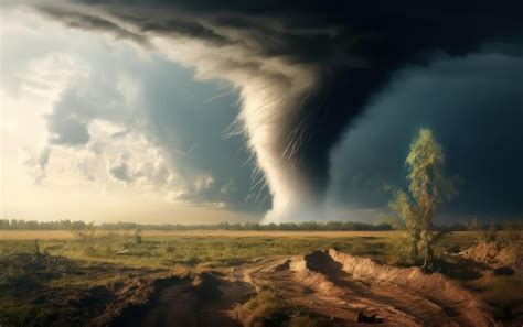 Premium Ai Image Tornados Path Crosses Peaceful Green Expanse