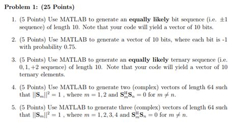 Problem 1 25 Points 1 5 Points Use MATLAB To Chegg Com