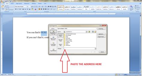 How To Add A Web Or An E Mail Address To Text In Microsoft Word 2007 Filepuma Reviews