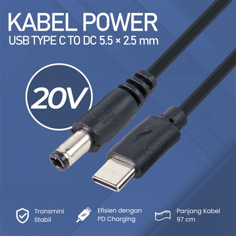 Jual Kabel Dan Konektor Ootdty Kabel Power Usb Type C To Dc X Mm Charger Router Cctv M