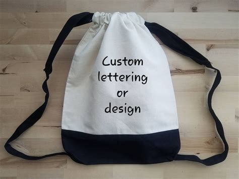 Custom Canvas Cinch Drawstring Bag Personalized Drawstring Backpack Unisex Natural And Black