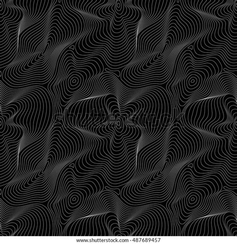 Vector Monochrome Seamless Pattern Curved Lines Stock Vector Royalty