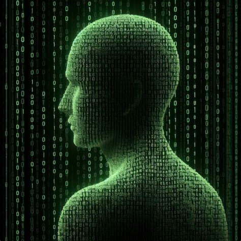 Premium Photo Human Silhouette Made From Binary Codes In Green Color