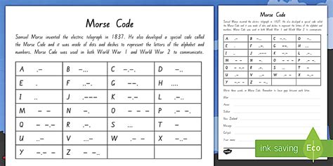 Wartime Morse Code Worksheet Twinkl