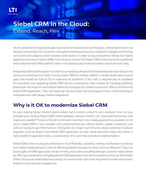 Siebel Crm In The Cloud Extend Reach Flex Pdf Cloud Computing Customer Relationship