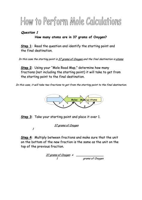 Mole Calculations Printable Pdf Download