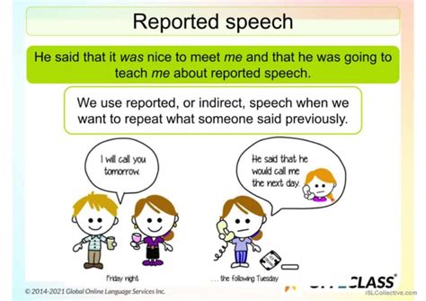 Reported Speech Free Esl Lesson Pl English Esl Powerpoints