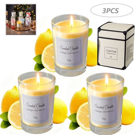 3pack Scented Candles Set Jasminelavender Rose Vanilla And Lemon