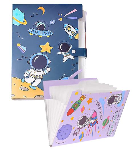 FunBlast Space Theme Multicolor A4 File Folder With 6 Pockets Office Documents File Expandable