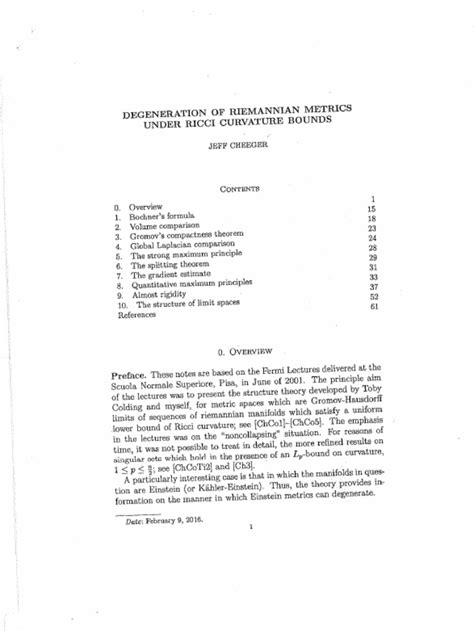 Degeneration Of Riemannian Metrics Under Ricci Curvature Bounds Jeff Cheeger Pdf