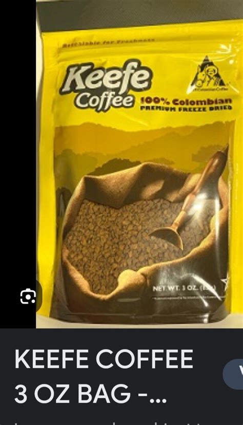 Premuim Keefe Coffee 100 Colombian Freeze Dried 3oz Resealable Bag New