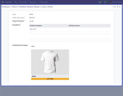 Odoo Attribute Extra Images Webkul