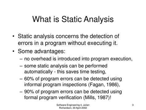 Ppt Static Analysis Software Engineering 4 122hx3 Julian Richardson