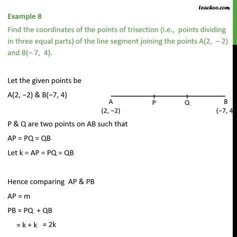 Example 8 Find Coordinates Of Points Of Trisection Examples