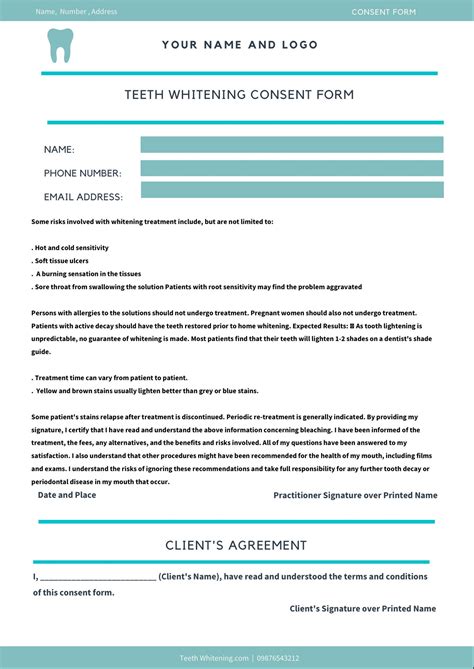 Printable Teeth Whitening Consent Form At Brenda Calvert Blog